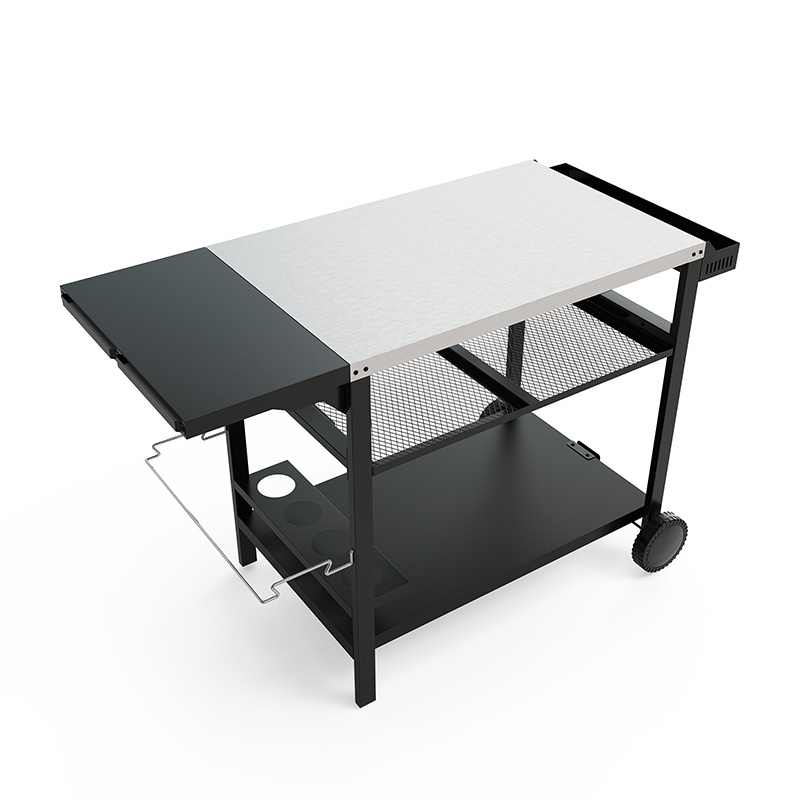 BBQ Grill Table with Slide-out Storage Rack